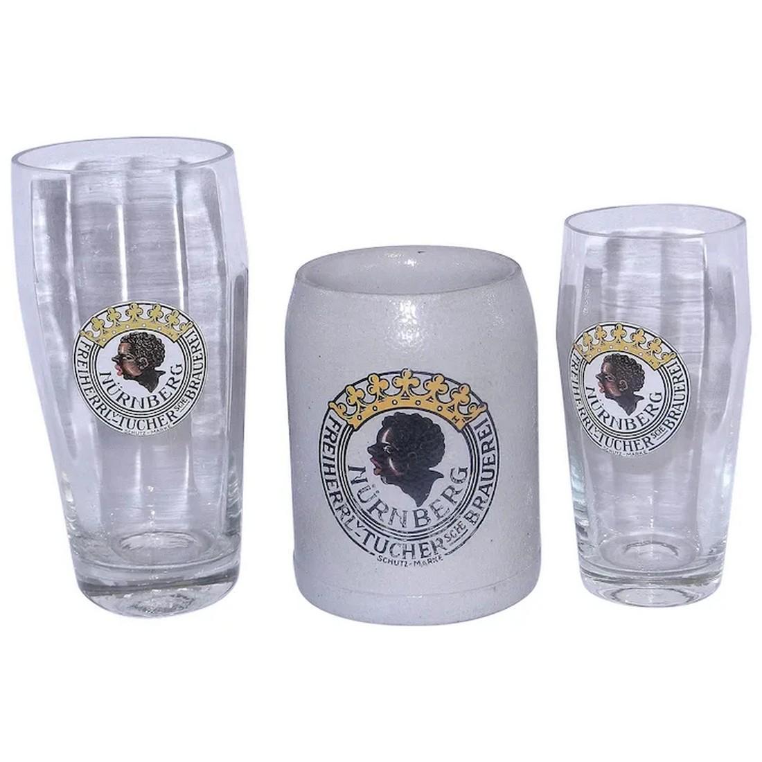 Vintage set of Freiherrlich von Tucher sche Brauerei Beer Glasses and ...