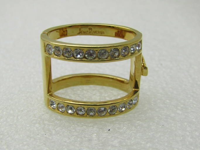 Vintage Joan Rivers Hinged Strand Clamp With Clear Crystals,