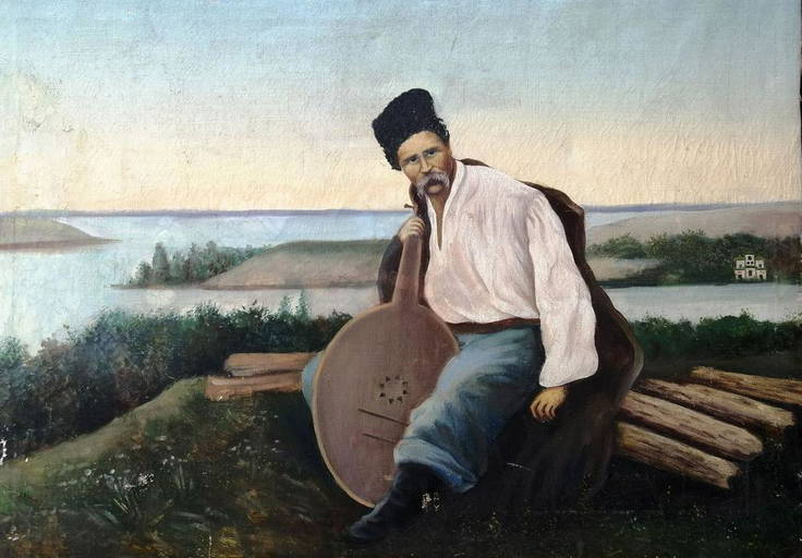 Oil Painting Shevchenko Over The Dnieper