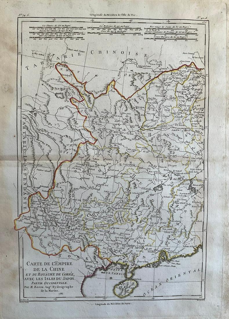 Central China. 1790 By Bonne