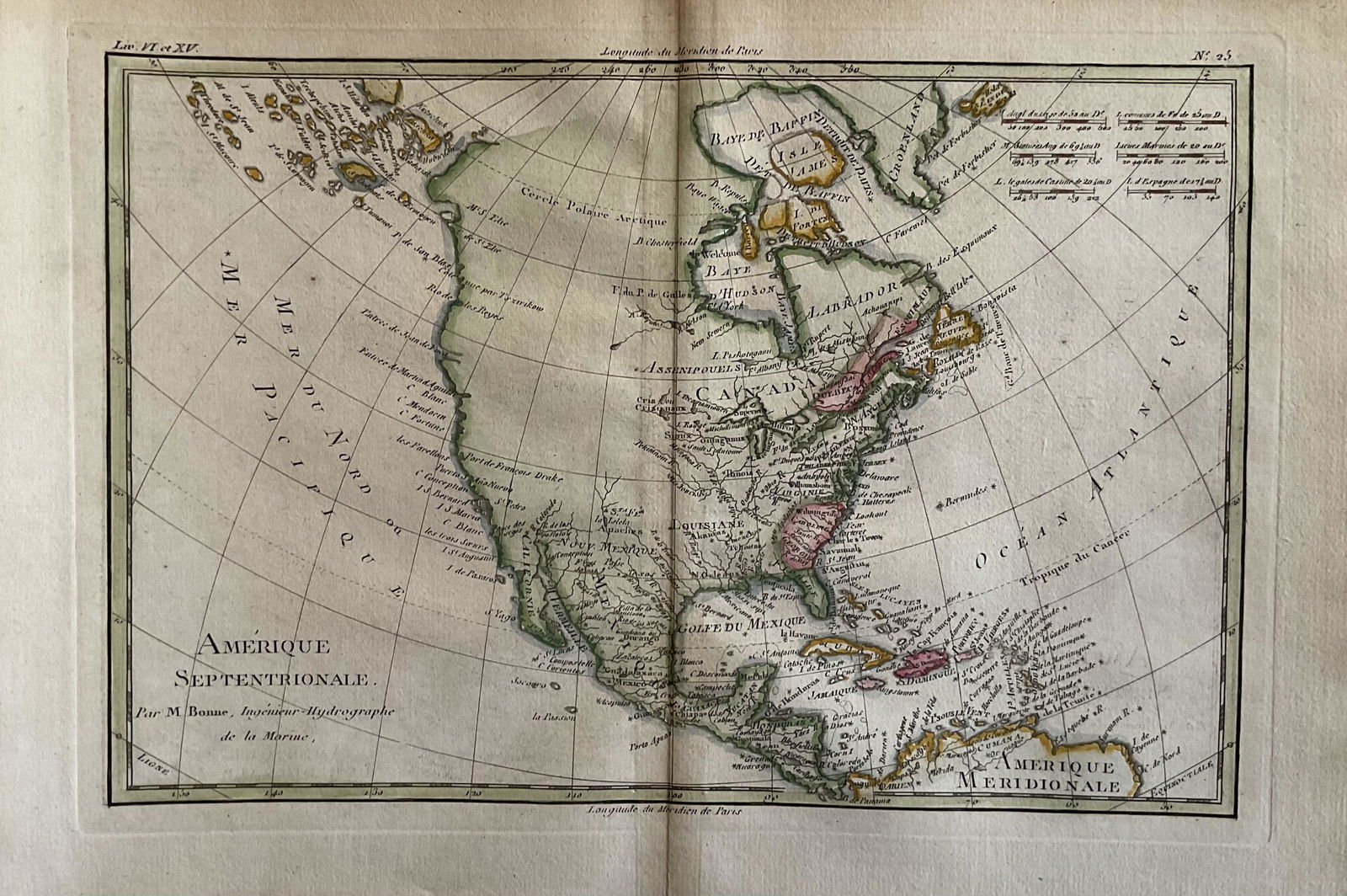 1780. Revolutionary War Era North America By Rigobert Bonne