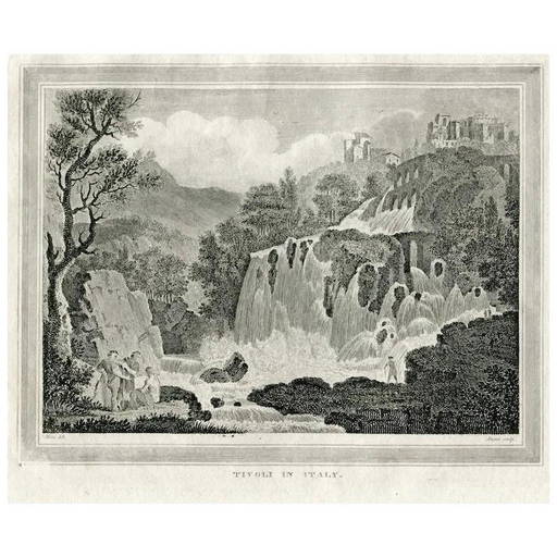 Tivoly Falls In Italy, After Metz. Engraved By Angus (c 1820)