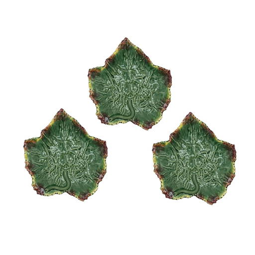 Majolica Set Of 3 Footed Grape Leaf Plates Soapdishes Platters By ...
