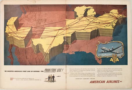 1950s American Airlines Route Map American Airlines System Map