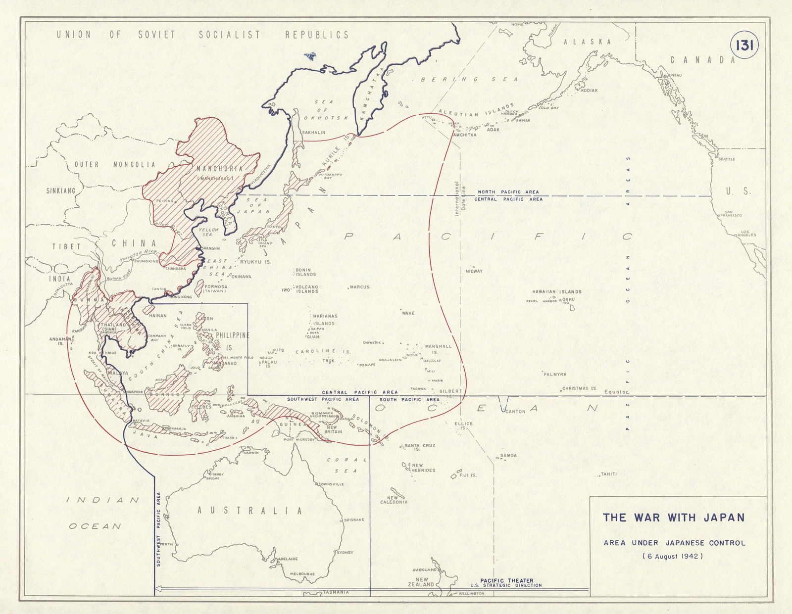 World War 2. East Asia Pacific. 6 August 1942 Japanese Controlled Area ...