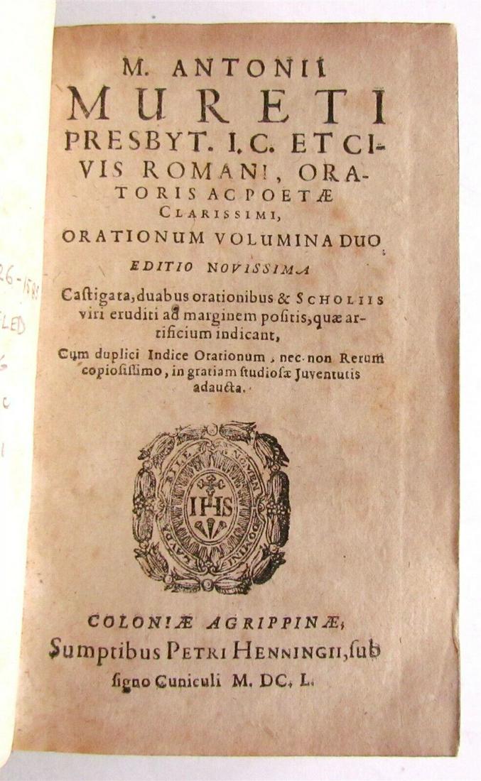 1650 M.antonii Mureti Oratoris As Poetae Antique Vellum Ancient Roman ...
