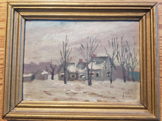 19th Century Oil Painting New England Home Homestead Midland Point ...