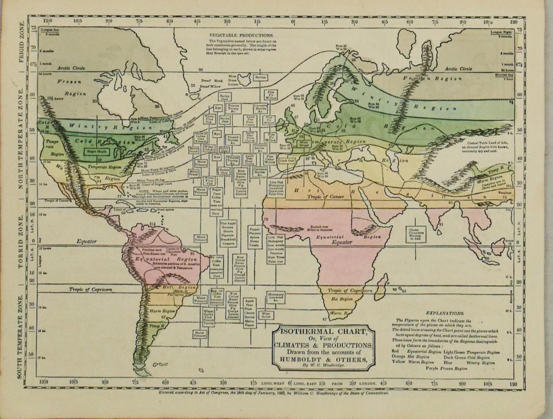 1831 Woodbridge Maps Of Climate, Vegetation And Animals Of The World ...