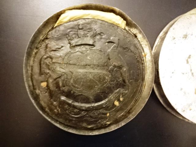 17th C Large Wax English Great Seal In Skippet