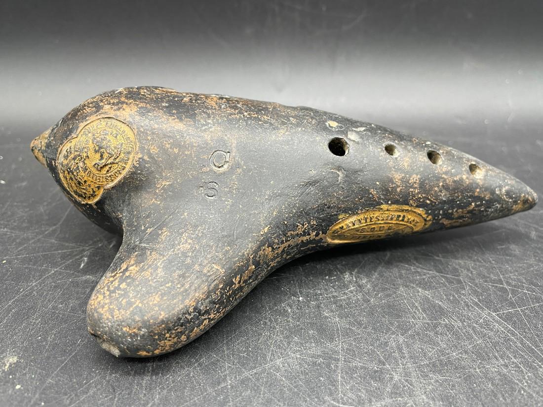 Antique Heinrich Fiehn Handcrafted Clay Ocarina "sweet Potato Pipe"