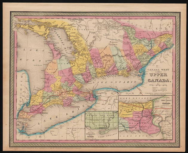 Lovely 1850 Map Of Upper Canada By Cowperthwait