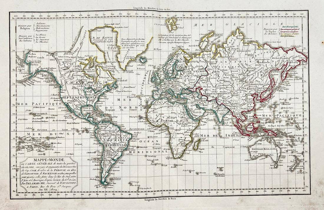 Buy Antique Map Print - World Map - Australia - North America - South ...