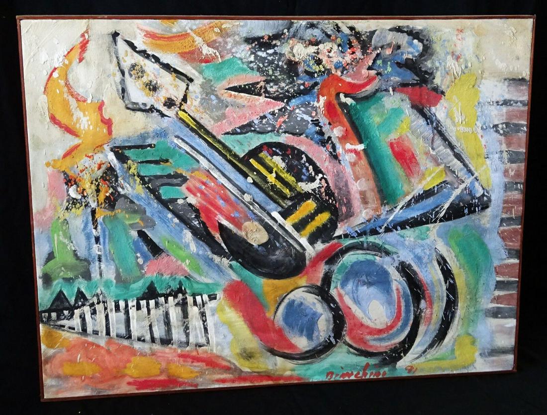 1991 Italian Abstract Oil Painting By Vincenzo Bianchini (1903-2000 ...