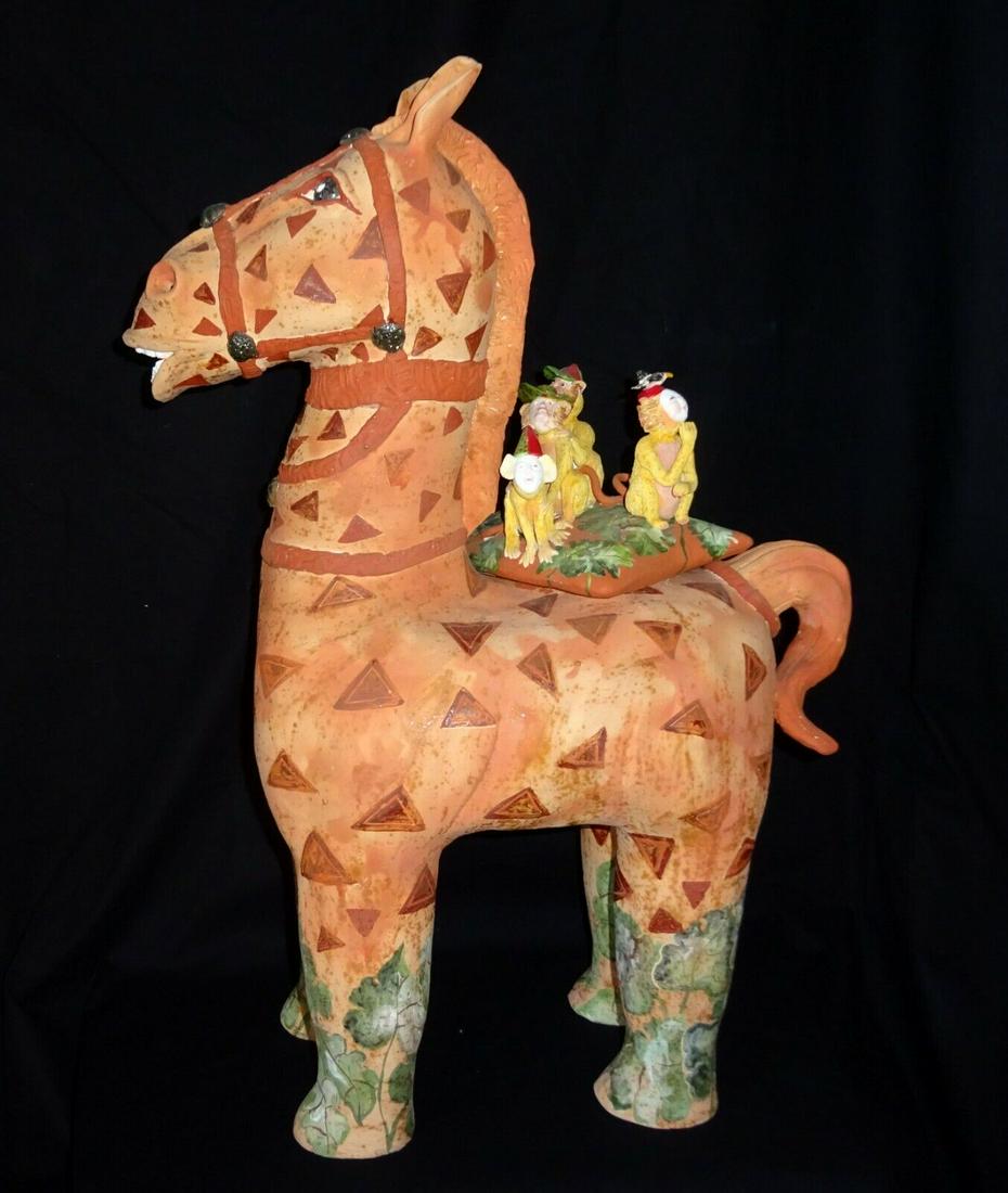 Hawaii Pottery Sculpture Horse Around Monkey Business By Vicky Chock (z ...