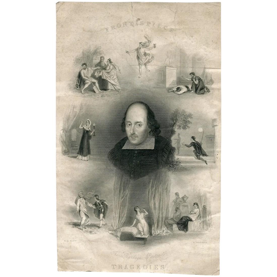 Tragedies Of William Shakespeare. The Burbage Portrait - Antique ...