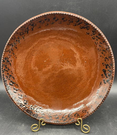 Ned Foltz Pennsylvania Redware Pottery Plate Sponge Decorated Edge ...