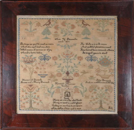 Sampler By Ann Y. Pennock, Chester County, Pa Dated 1835