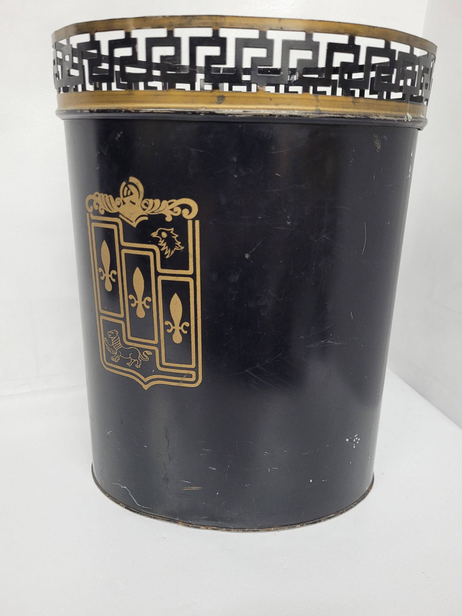 Buy Vintage Metal Waste Basket Trash Can Vanity Bathroom Accessories ...