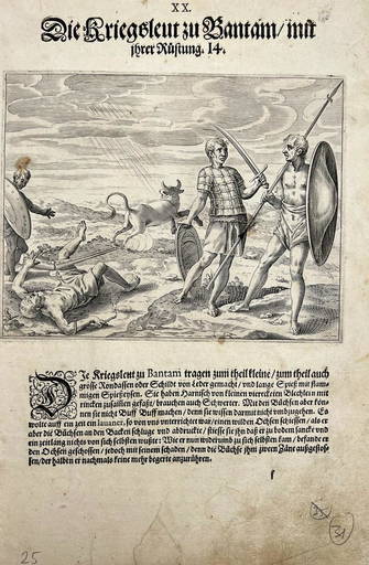 Antique Print Warriors Of Bantam Great And Small Voyages Theodor De Bry