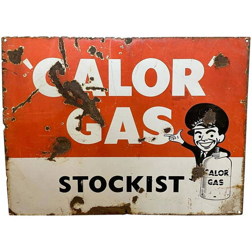Original 1950's Enamel Advertising Exterior Wall Hanging Sign Calor Gas ...
