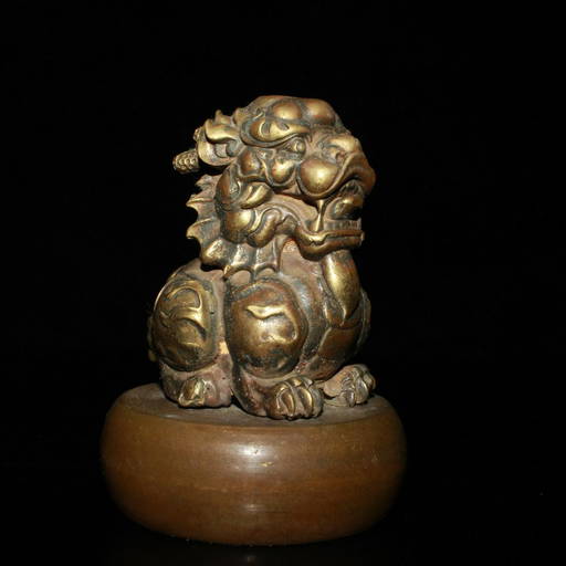 Pure Copper Gold Plated Old Solid Lion Seal Embryo Ornament