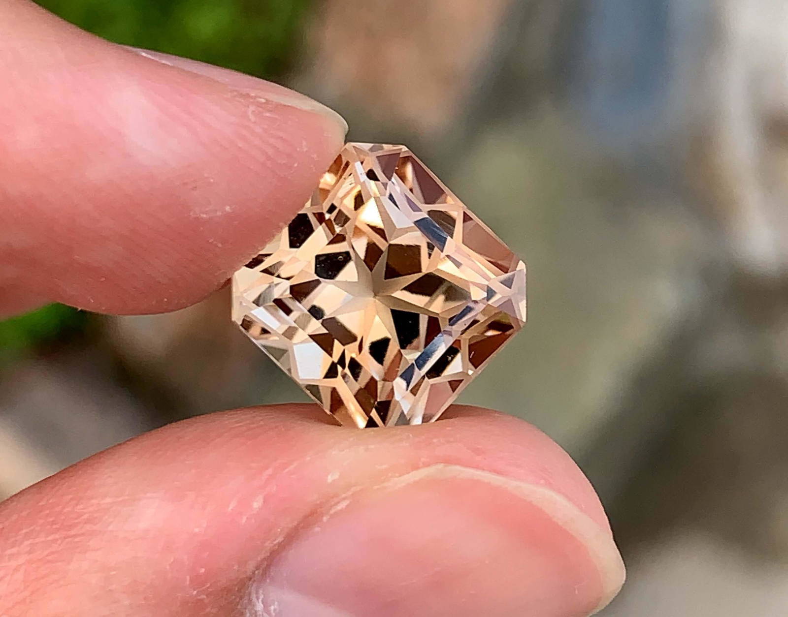 Brandy Gold Topaz Gemstone , Square Precision Flower Cut , Rich Color ...