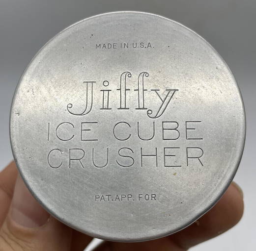 Vintage Jiffy Ice Cube Crusher Barware Made In Usa Pat App For