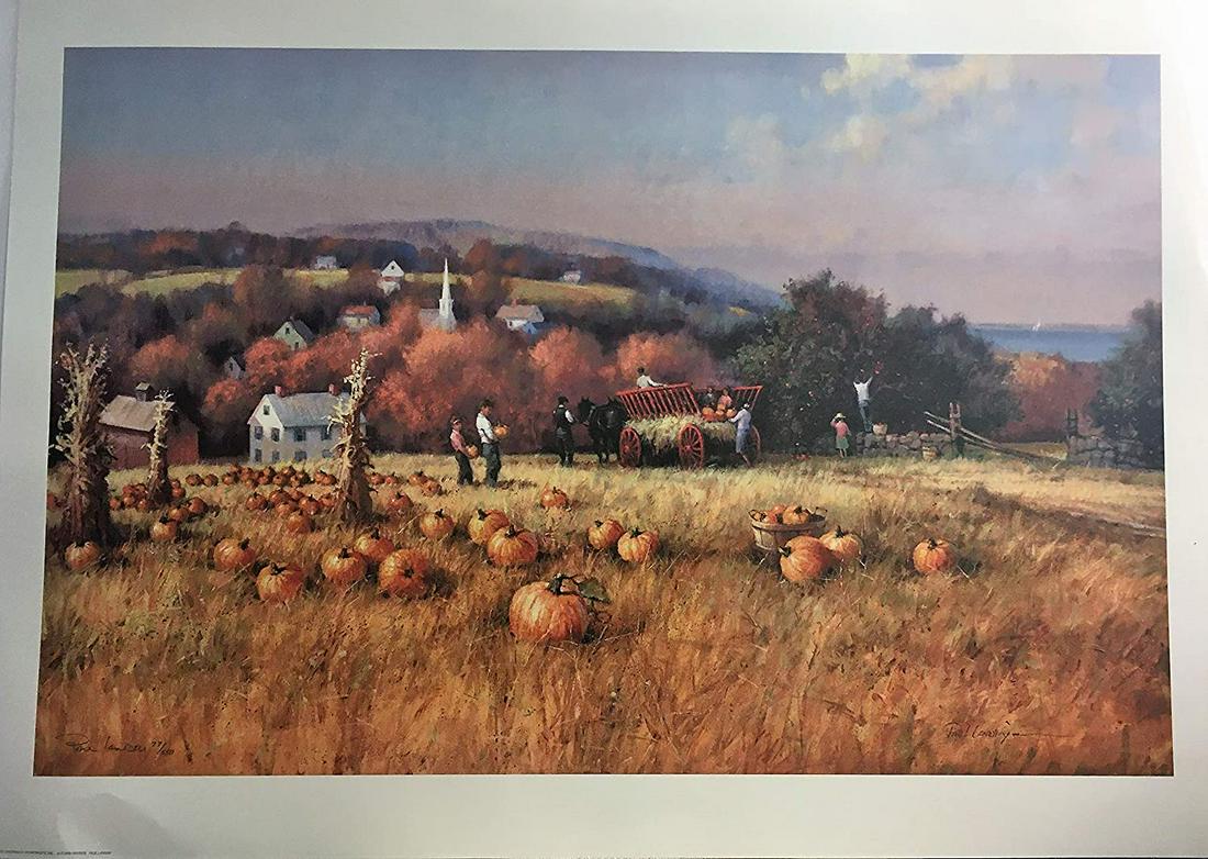 Autumn Hayride, Pumpkins, Fall, Rural, Paul Landry Auction