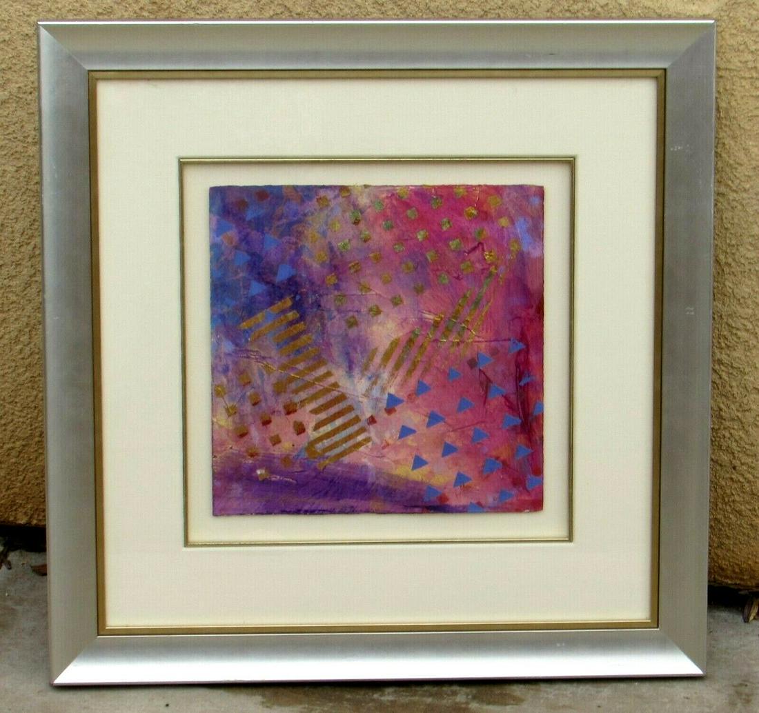 Frank Rowland Signed Mixed Media Abstract On Paper W/ Gold Leaf Compare ...