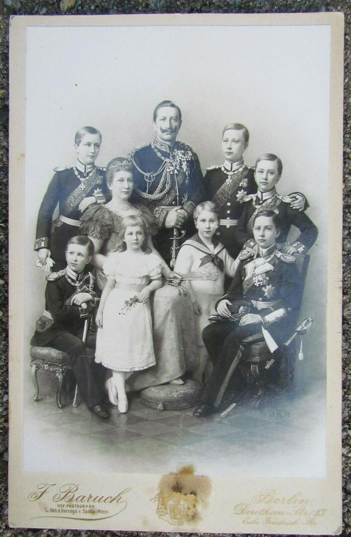 German Kaiser Wilhelm Family Antique Cabinet Photo Royalty
