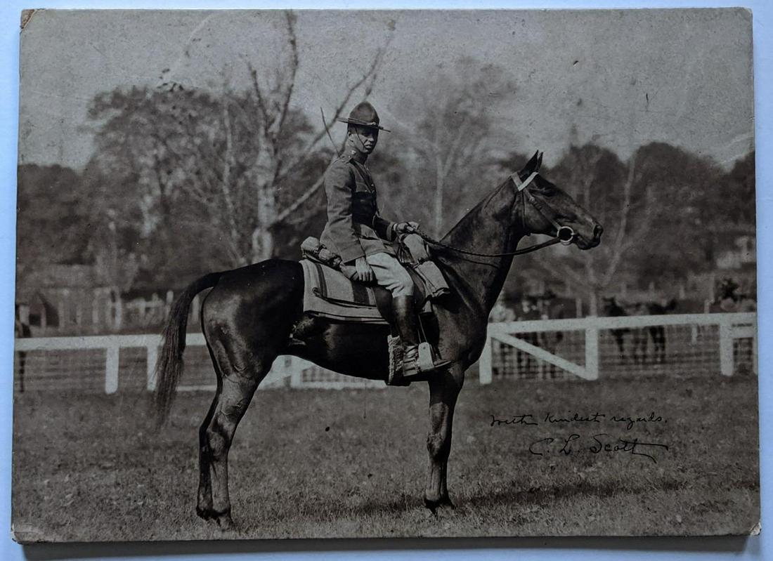 Antique Autograph Signed Photo Of Major General Charles Lewis Scott On Horseback Auction