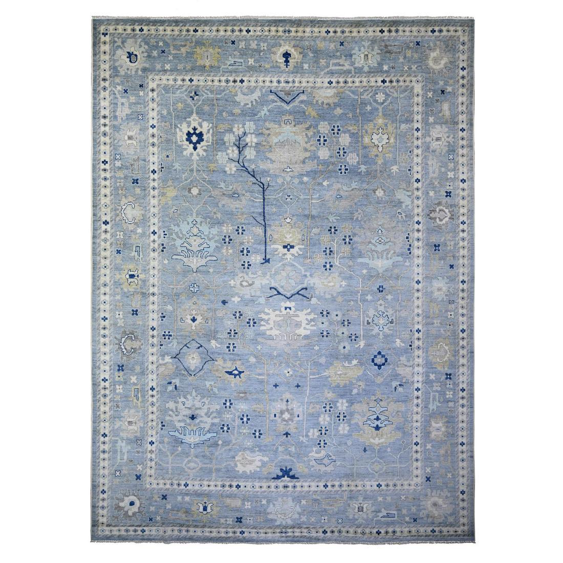 Air Force Blue, Afghan Angora Oushak Wool Hand Knotted Oriental Rug Auction