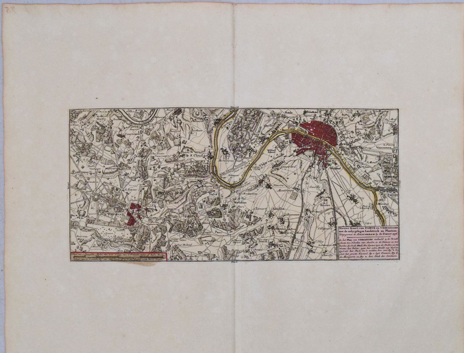 Buy 1756 Tirion Map Of Paris To Versailles -- Nieuwe Kaart Van Parys En ...