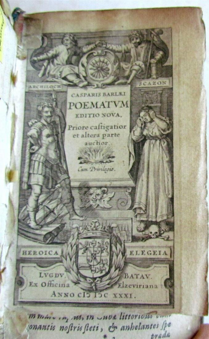 1631 Poematum By Caspar Barlaeus Antique Elzevier Press Vellum Poetry ...