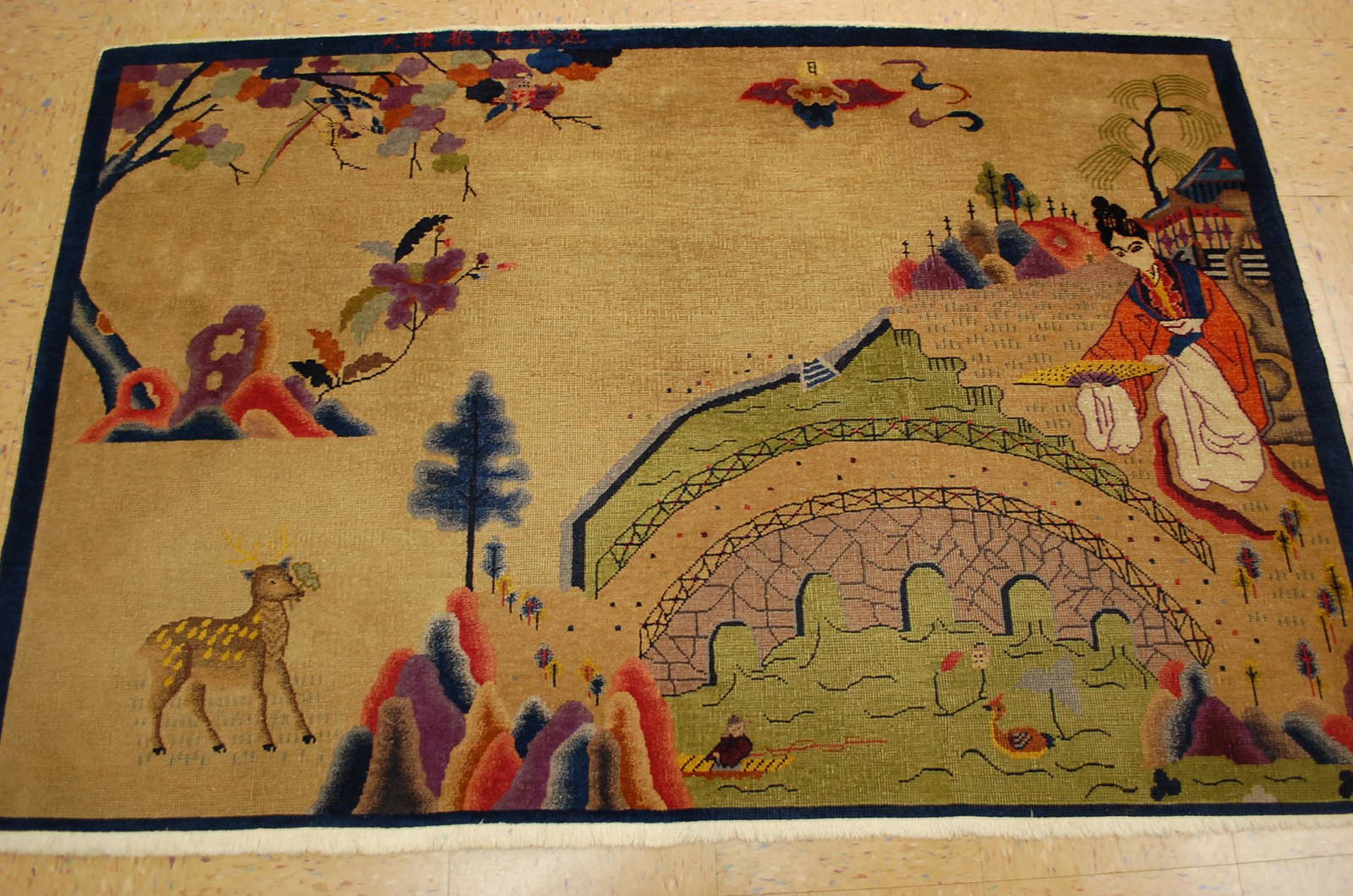 Circa 1910's Chinese Nichols Rug 3.10x5.10 Auction