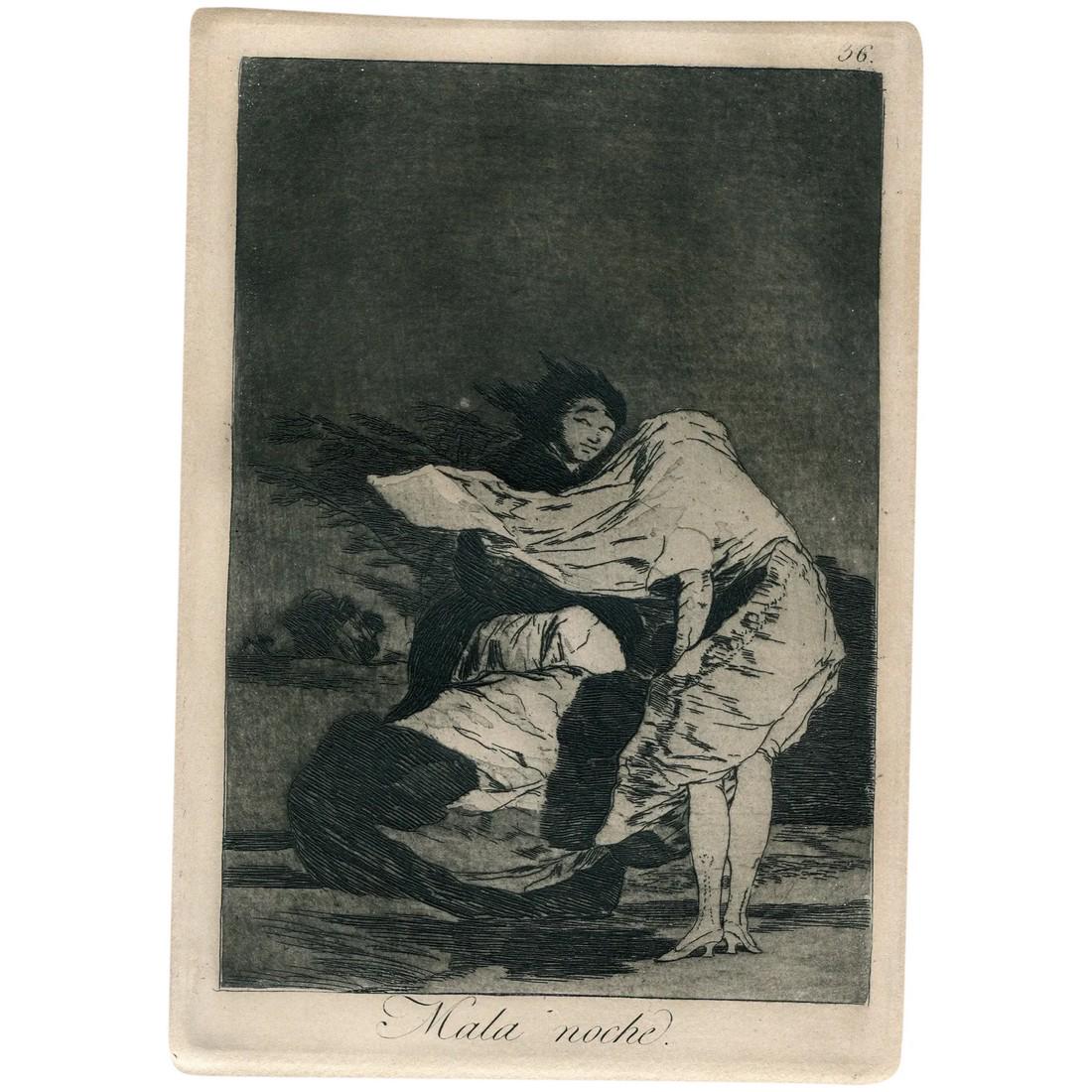 Goya Etching. The Caprices. 1970 Edition. Plate 36, Bad Night'.