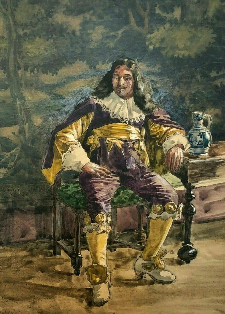 Buy Vintage Original Old Drawing Musketeer Man Portrait, Cartoon ...