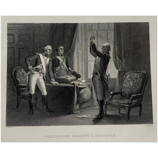 1848. American War Of Independence. Washington Reading A Despatch
