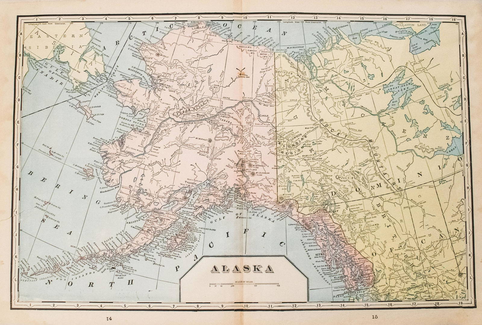 Buy 1899 Cram Map Of Alaska [verso] Comparison Of Rivers And Mountains ...