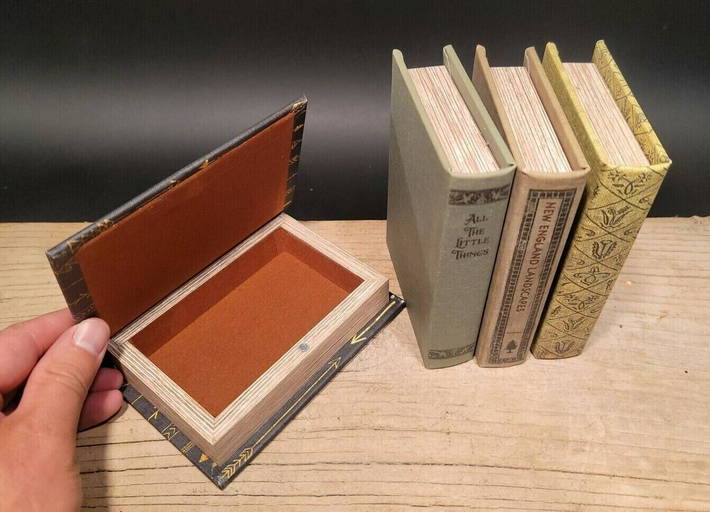 Miniature Wood Faux Book Secret Boxes
