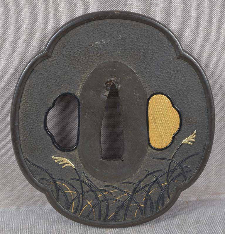 19c Shakudo Japanese Sword Tsuba Autumn Grasses Auction