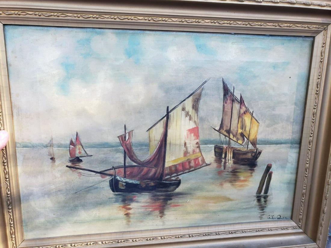 Oil Painting Nautical Scene Signed Graham Glen Listed Artist Auction
