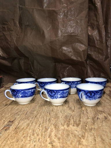 7 Shanghai Flow Blue Cups