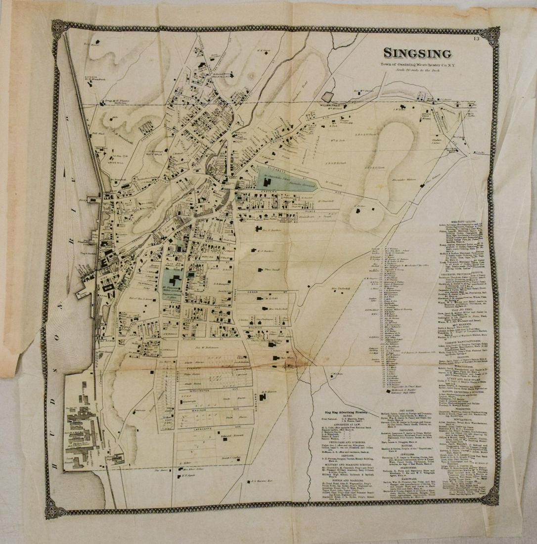 1867 Beers Map Of Ossining With Sing Sing Prison In New York -- Sing ...
