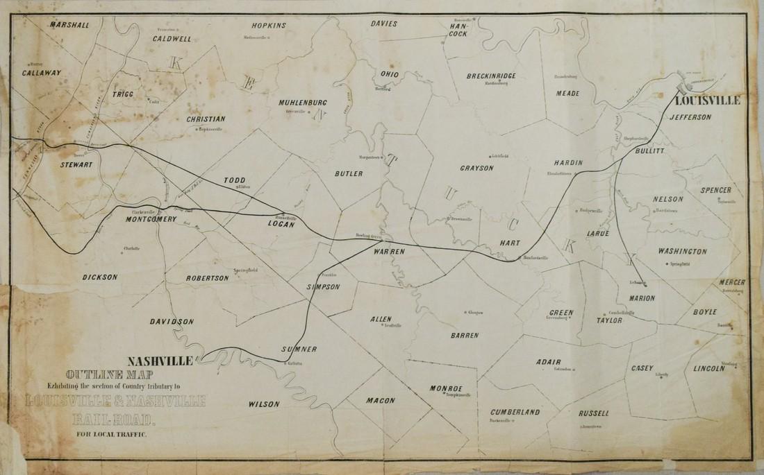 1880s Map Of The Louisville & Nashville Railroad System -- Outline Map ...