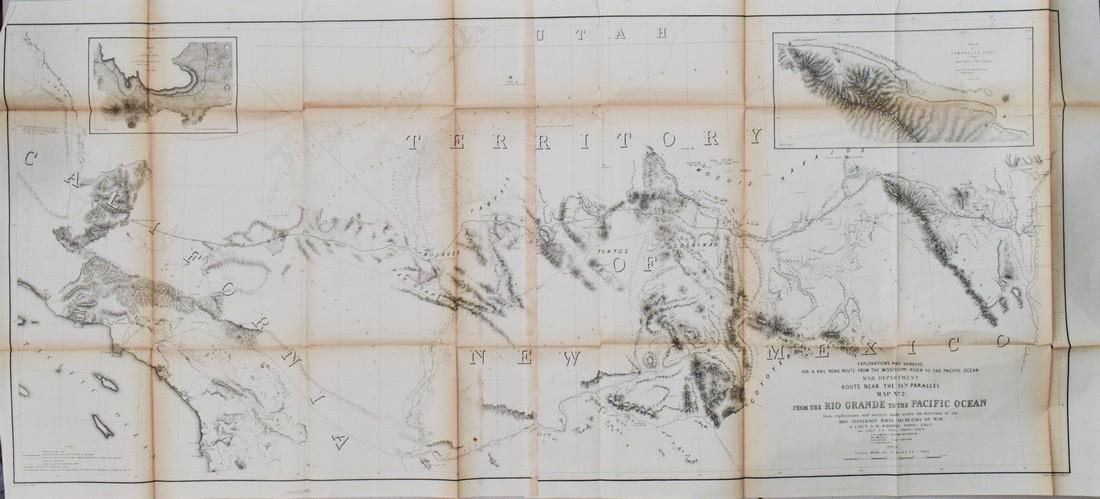 1854-5 Immense Whipple Map From Texas To California -- Map No. 2 From ...