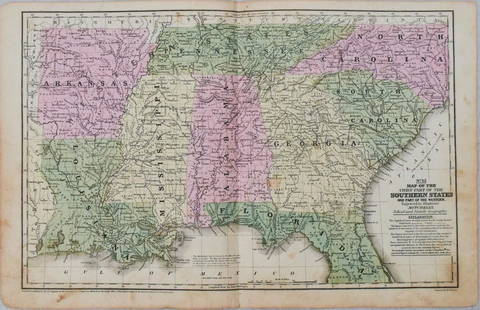 1852 Mitchell Map Of The Us South No. 12 Map Of The