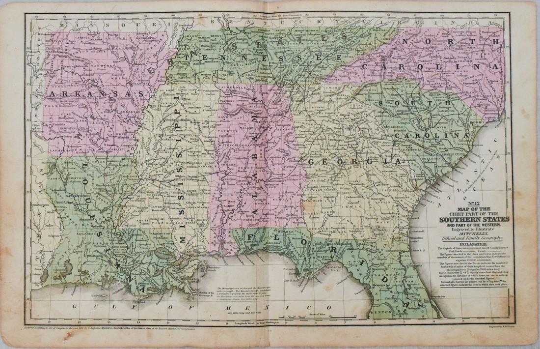 1852 Mitchell Map Of Southern Us -- No 12 Map Of The Chief Part Of The ...