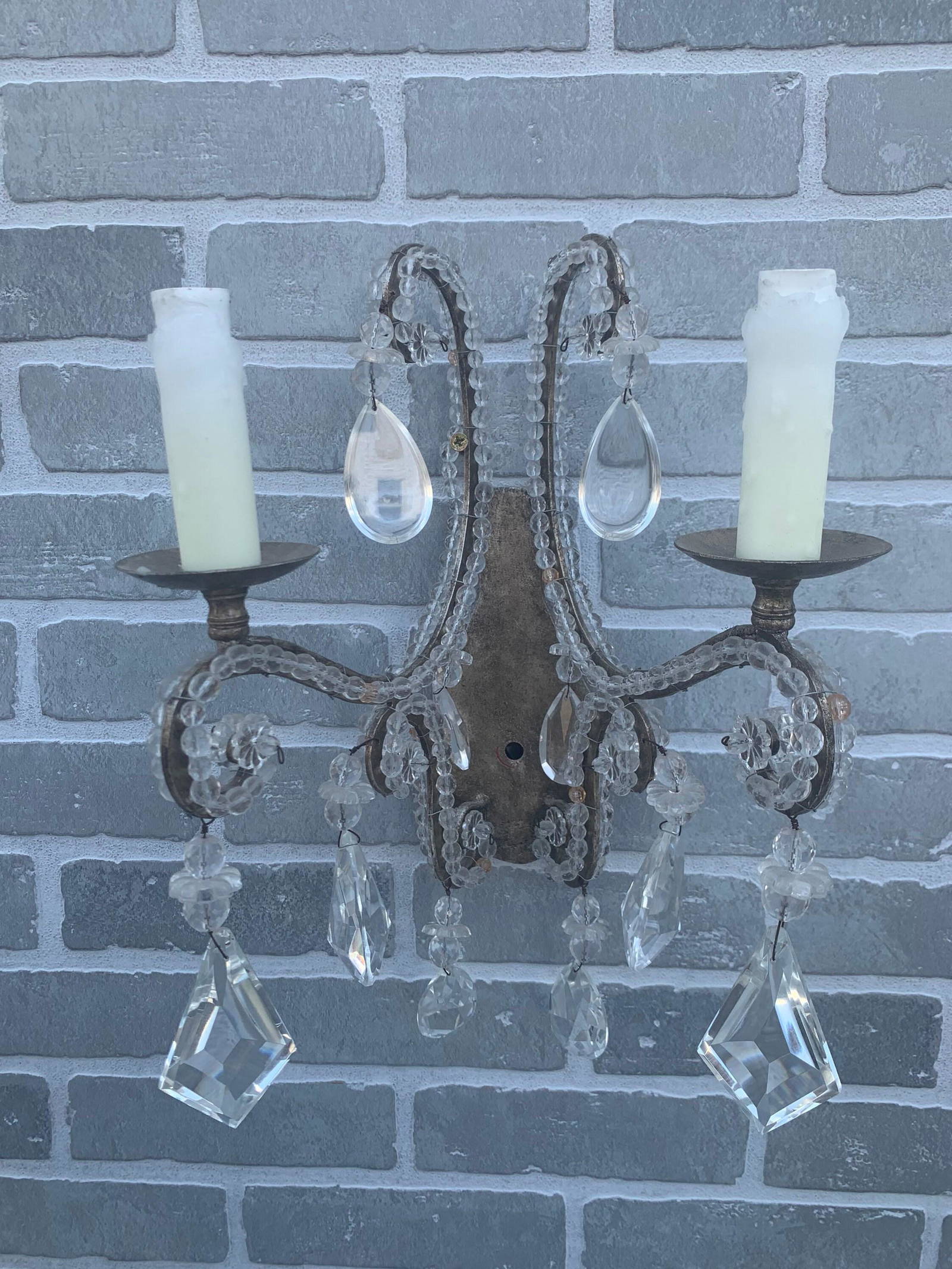 Louis Xiv Style Dennis And Leen Lead Crystal Gold Beaded Sconces - Pair ...