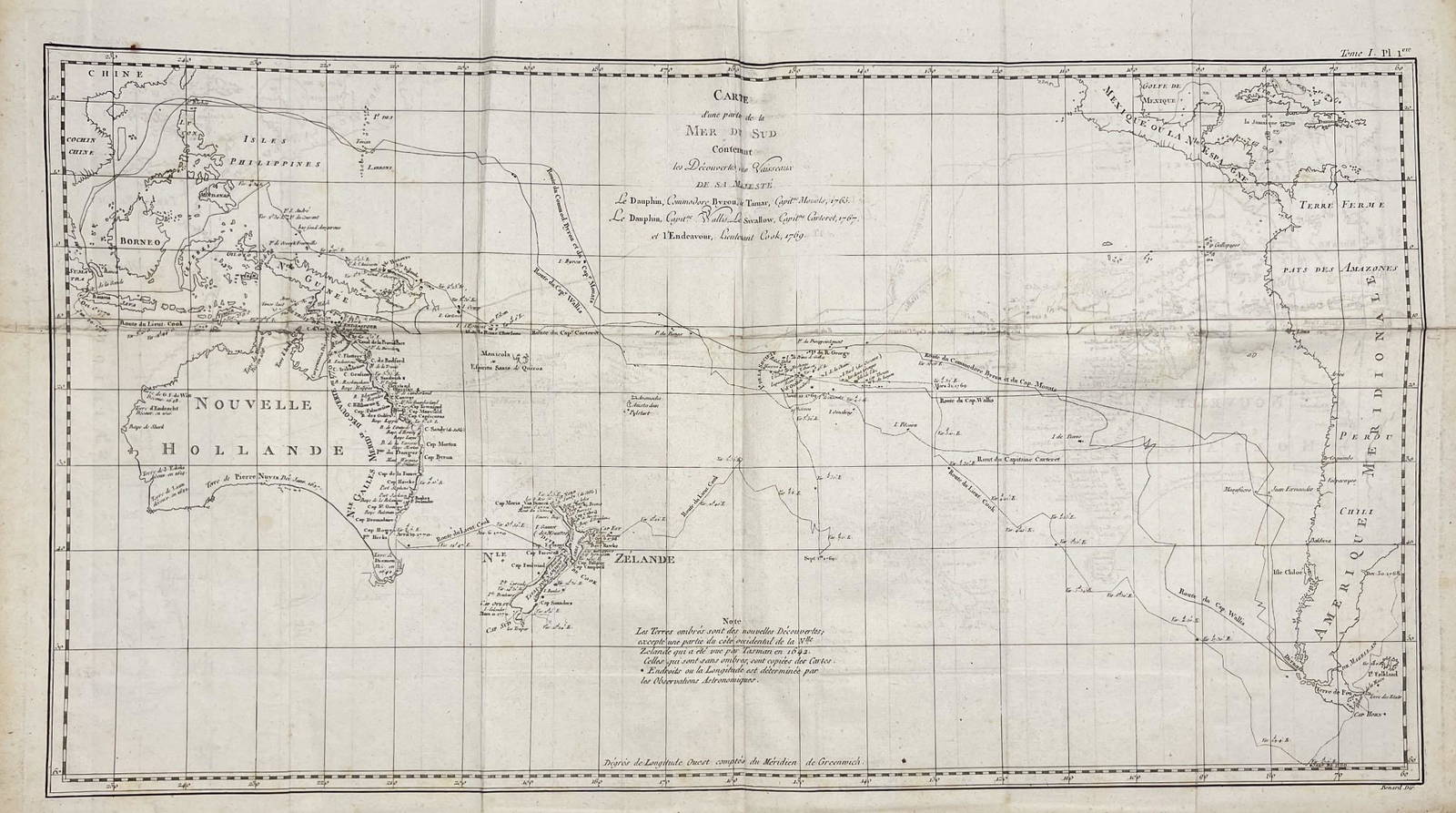 Rare Antique Map - Voyage James Cook - Australia - Pacific Ocean - New ...